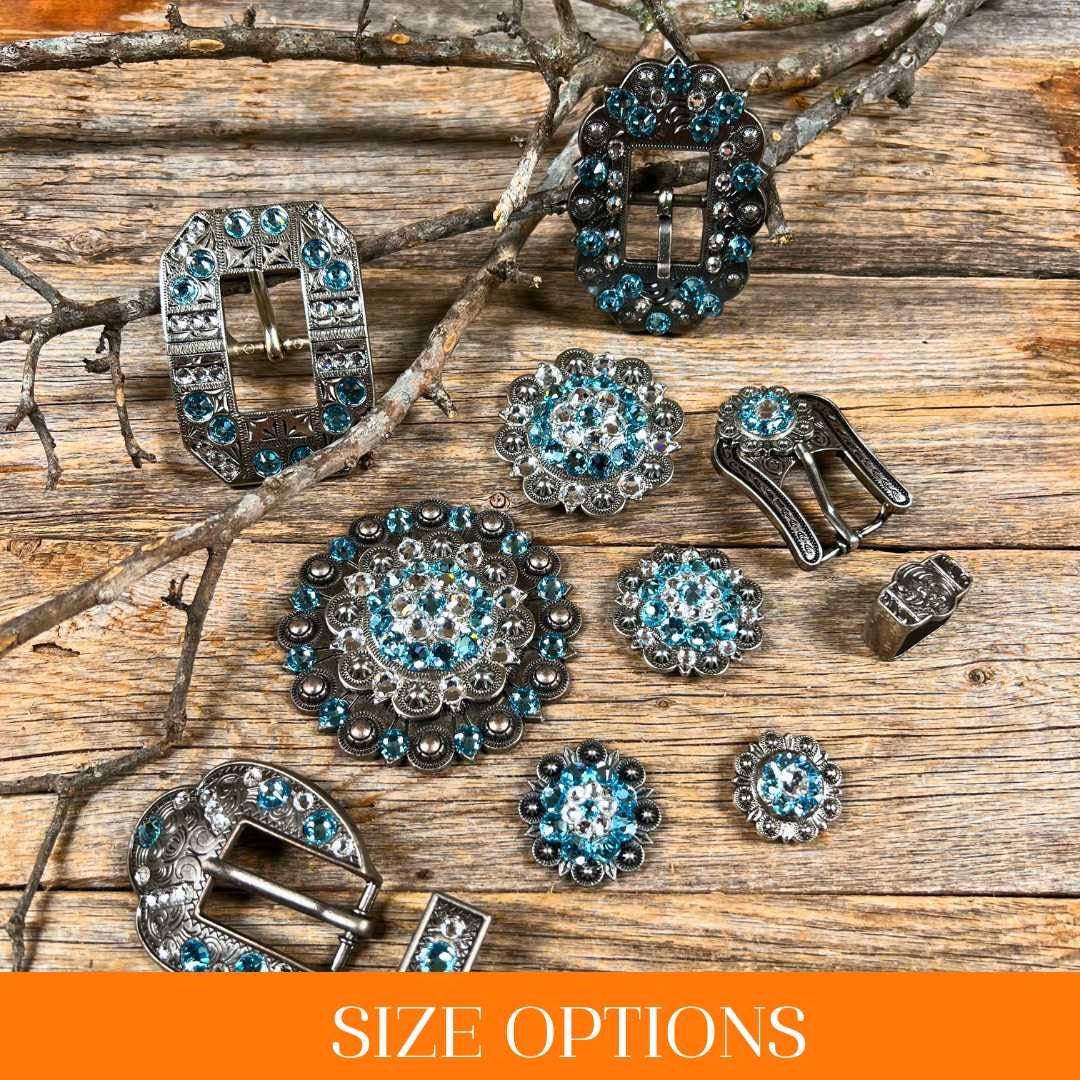 Antique Silver Aqua, Clear Crystal Conchos - Sizes From 1"- 3" and ...