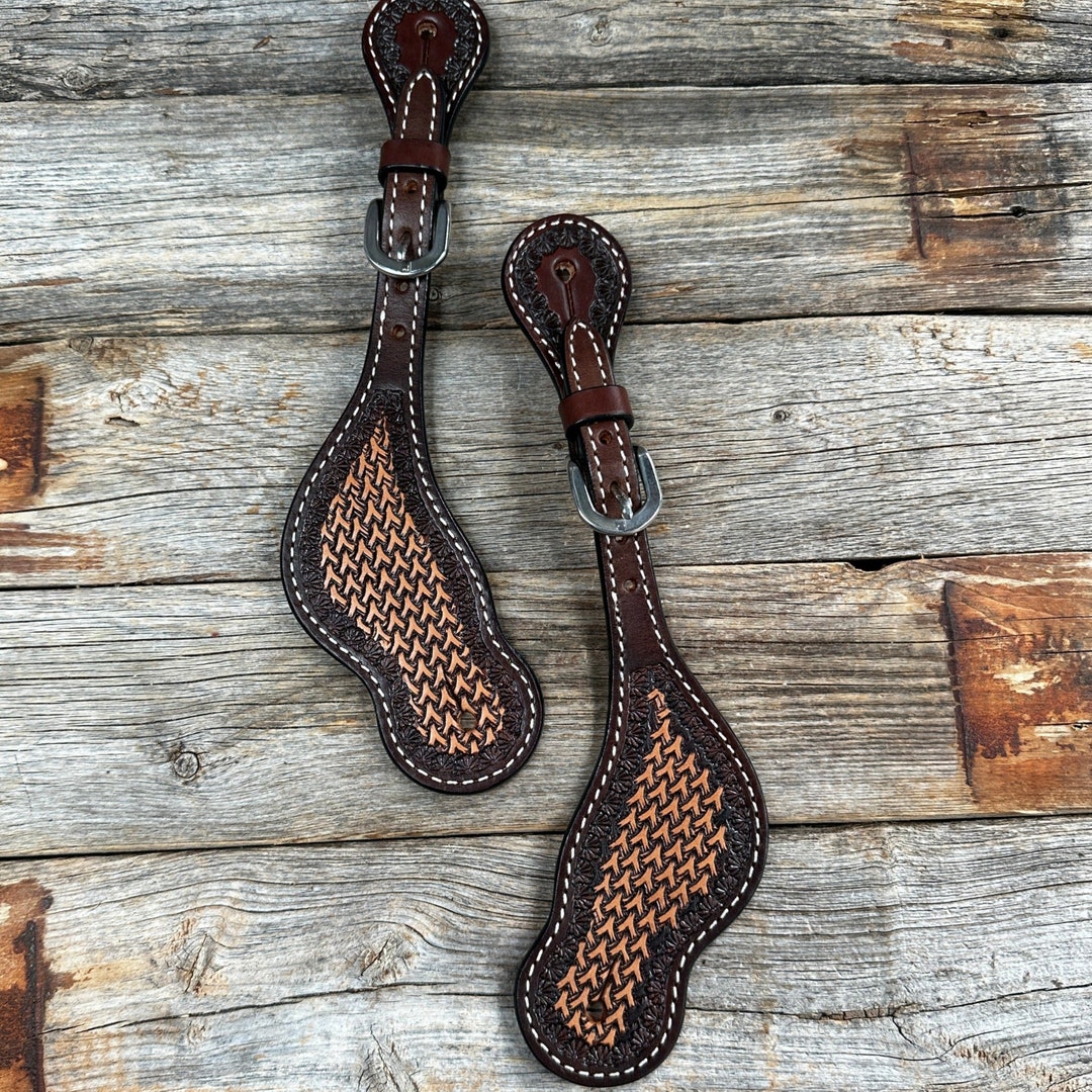Foxtail Tooled Spur Straps - Etsy