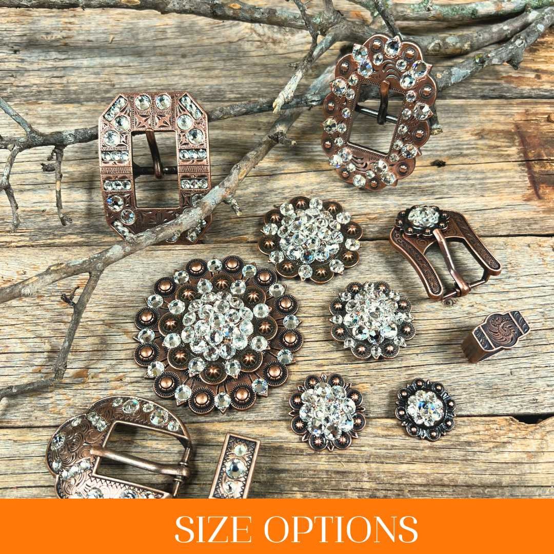 Copper Clear Crystal Conchos - Sizes From 1"-3" and Buckles - Etsy