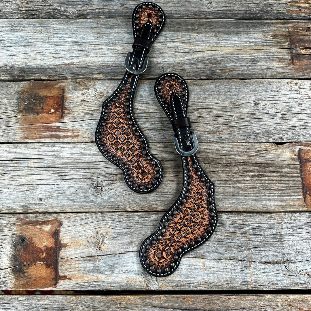 Two Tone Honeycomb Tooled Spur Straps - Etsy