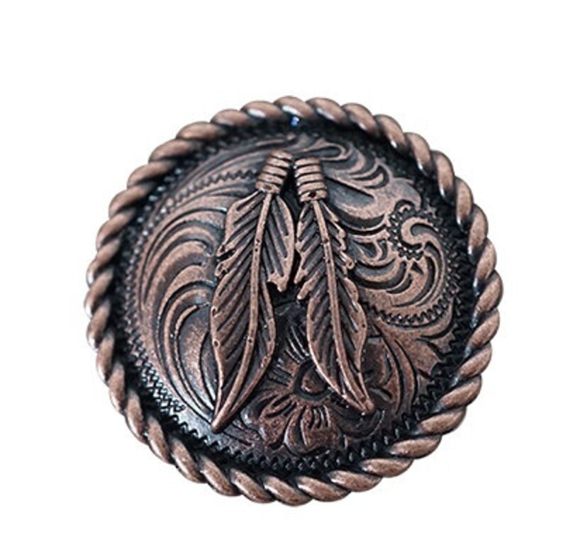 Copper Double Feather Rope Edge Concho 1 W168S for Horse | Etsy