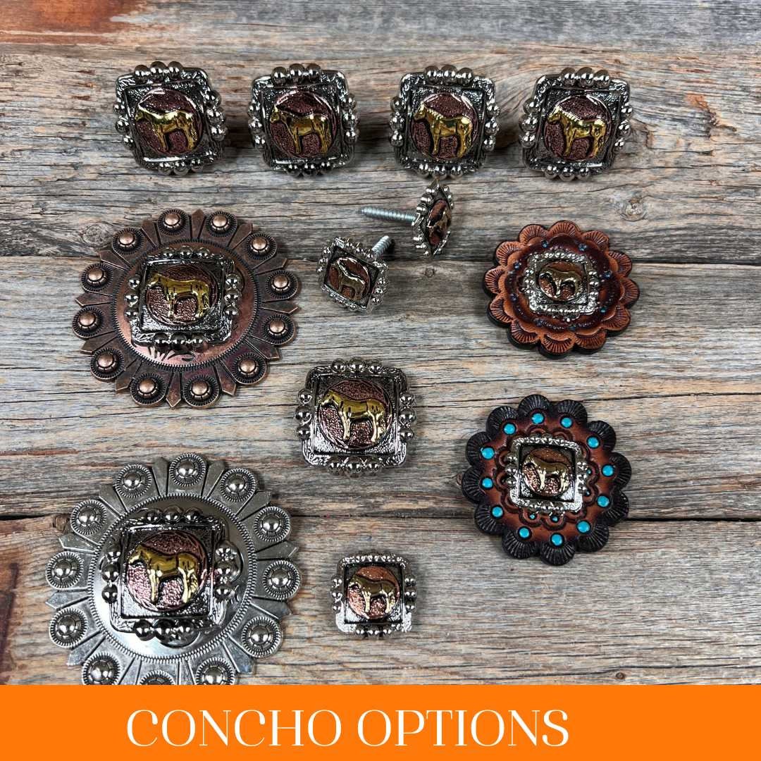 Antique Silver Square Concho With Gold Horse Western Concho W186 - Etsy