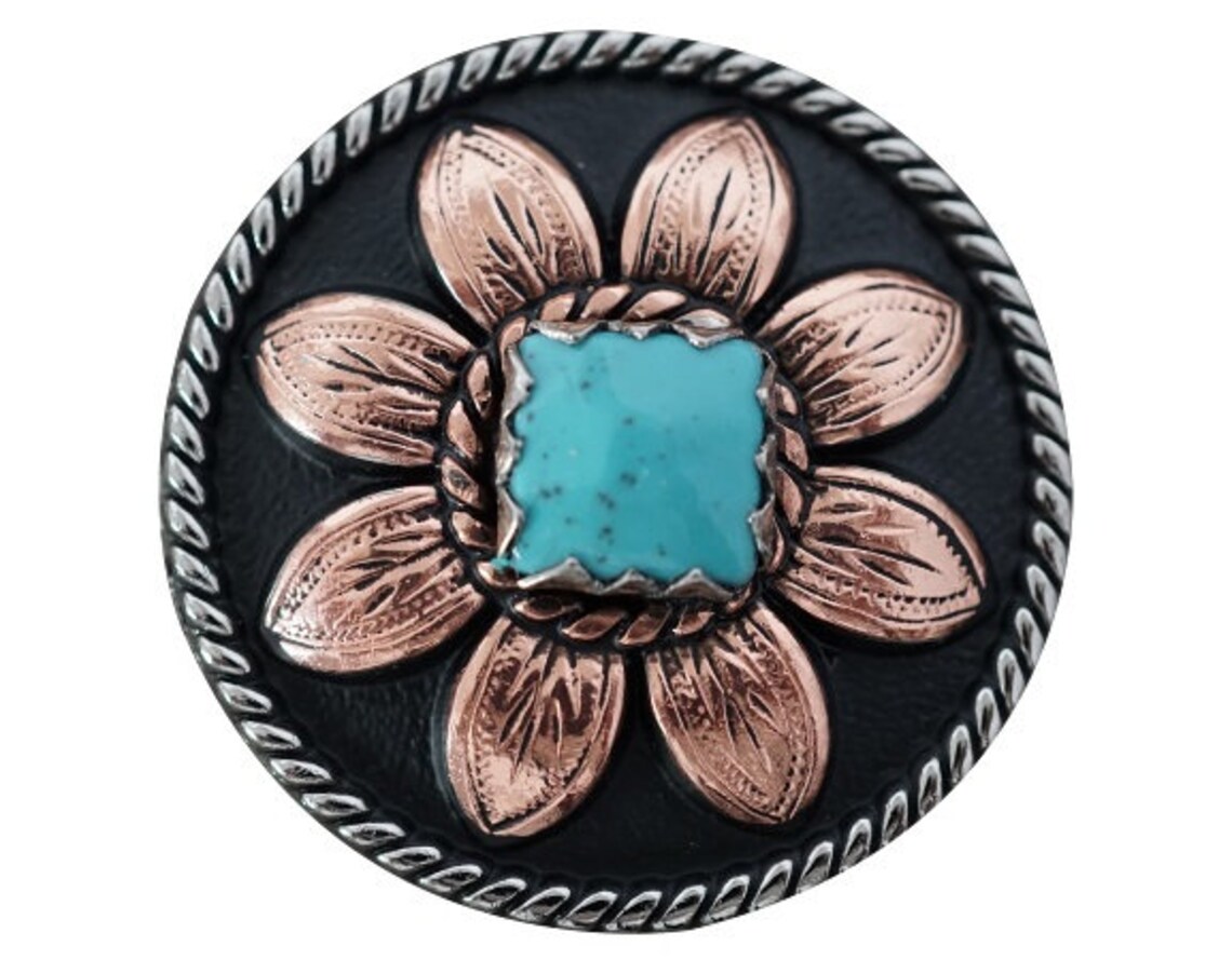 Copper Turquoise Sunflower Concho 1.5 W188L for Horse | Etsy