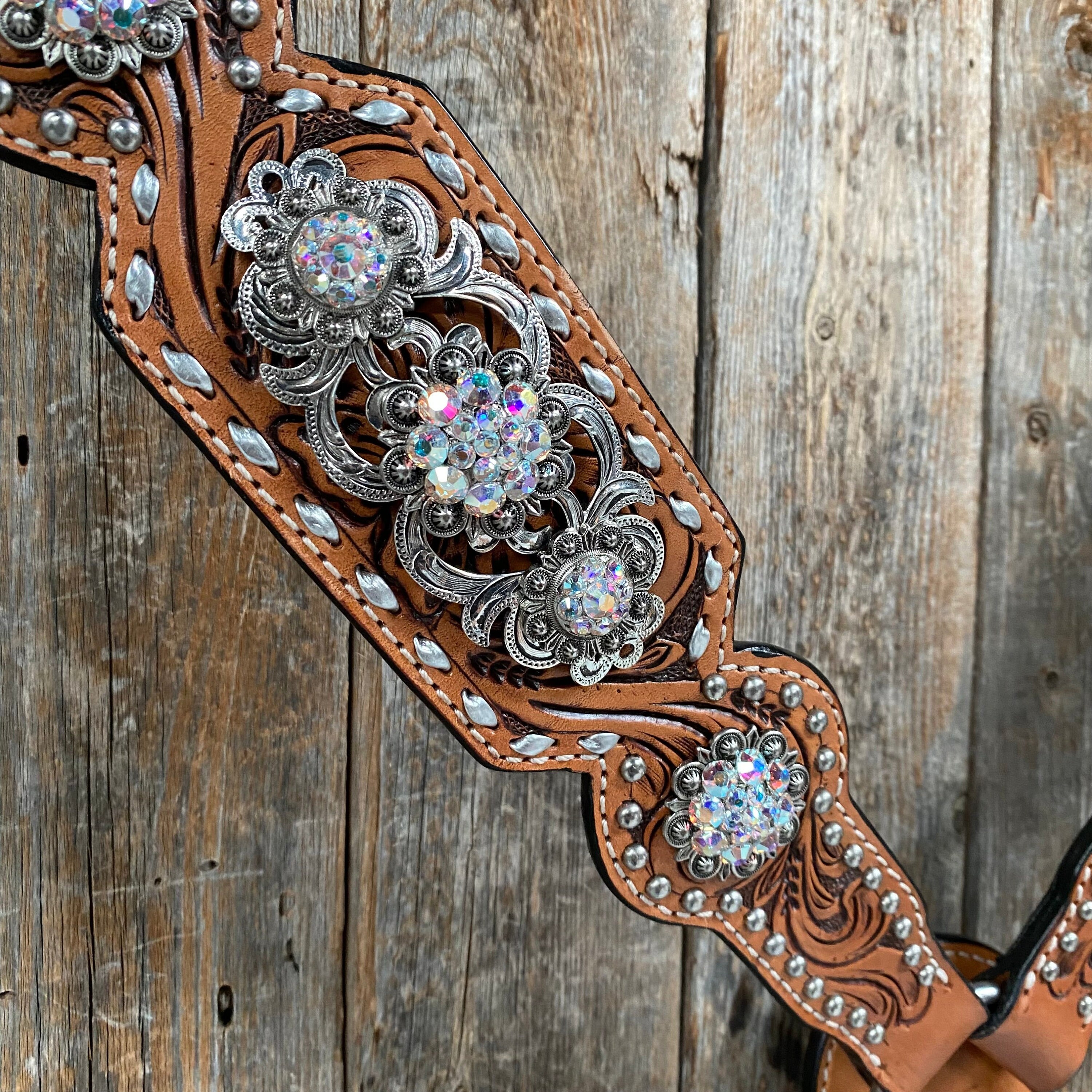 Silver Dot and Buckstitch Fancy AB Browband Tack Set #BBBC582 - Etsy