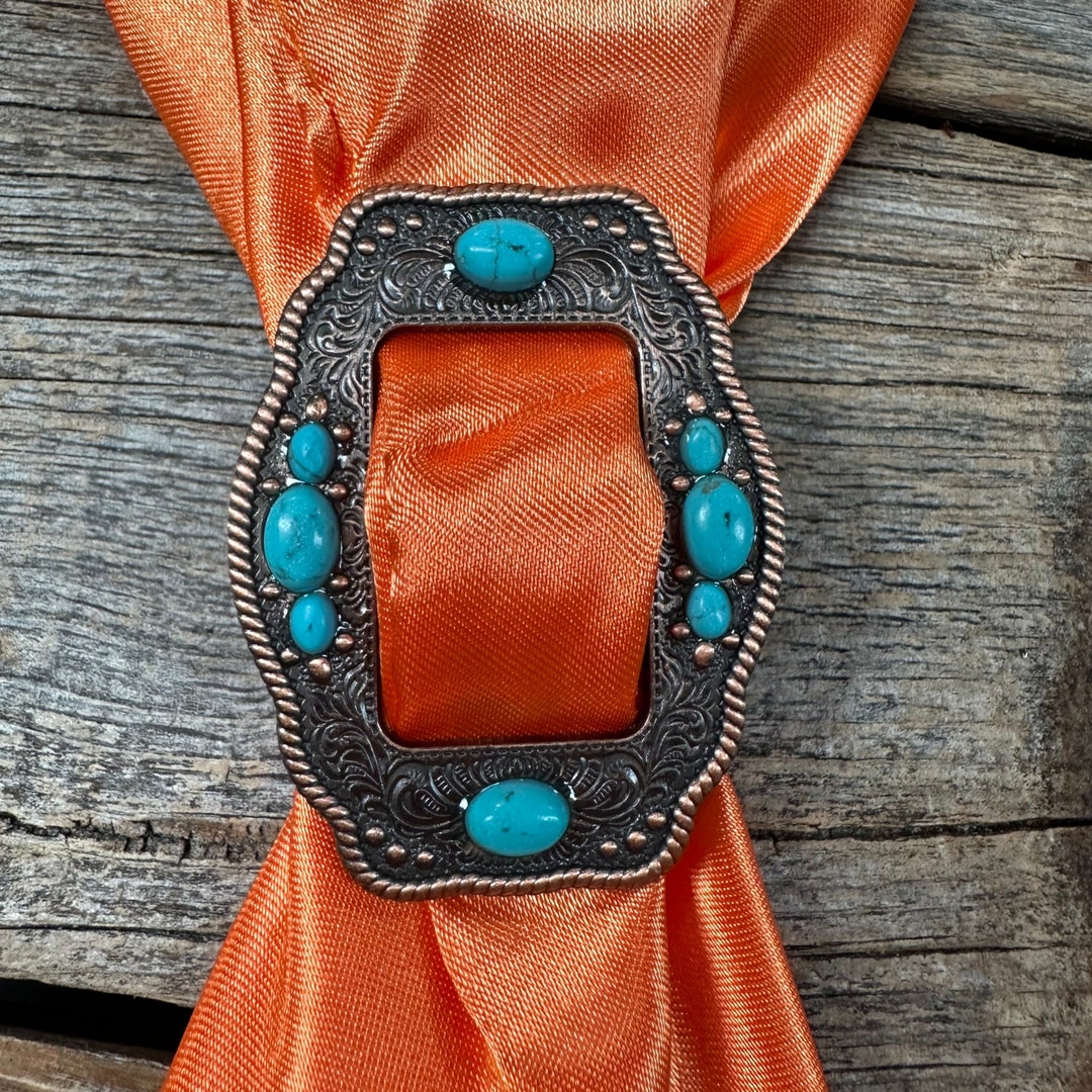 Copper With Turquoise Western Wild Rag Slide WRSW195B - Etsy