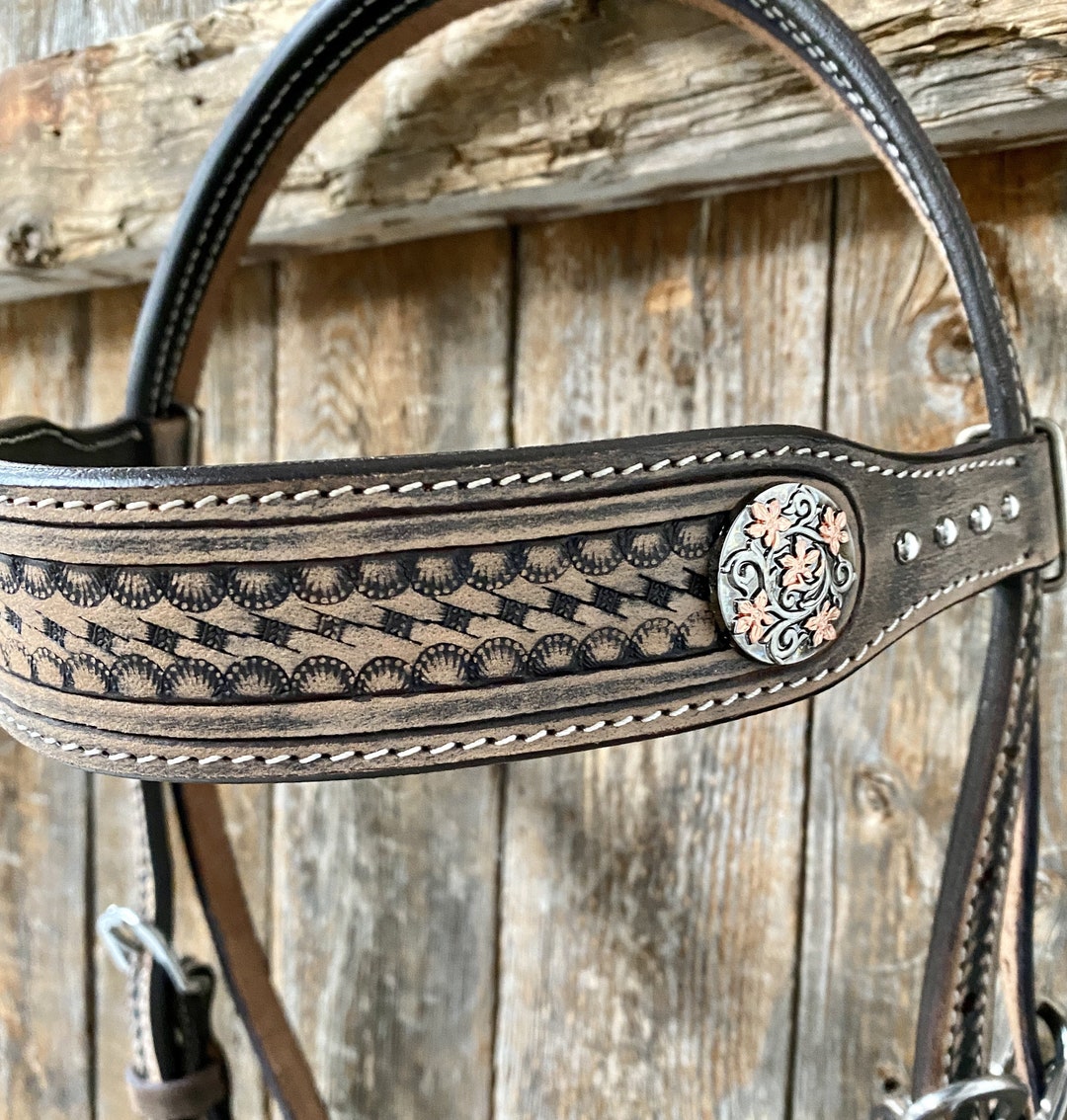 Brushed Buckskin Headstall BB290 for Rodeo, Trail, Barrel Racing ...