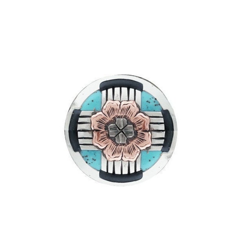 Antique Silver With Copper Flower Concho 1.5 W190L for | Etsy