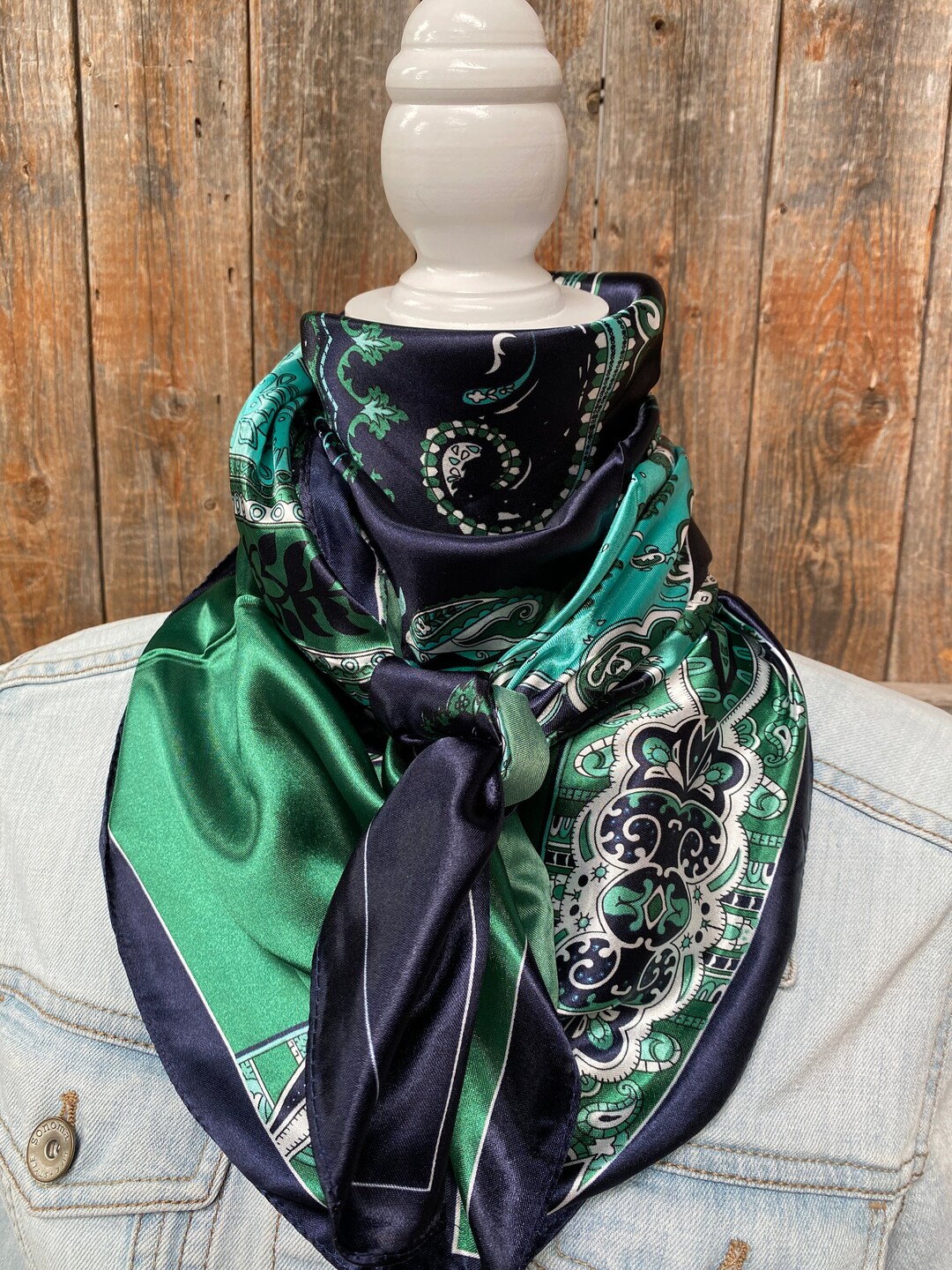 35x35 Blue and Green Waves Wild Rag/scarf WR3357 - Etsy