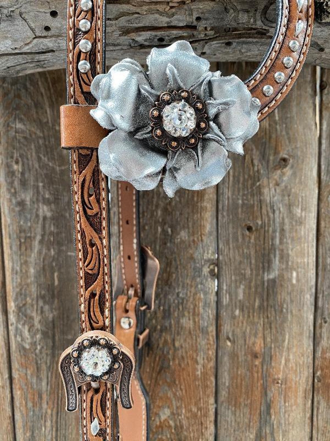 Silver Buckstitch One Ear Headstall / Bridle OE108 for Rodeo - Etsy