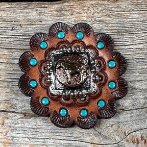 Antique Silver Square Concho With Gold Horse Western Concho W186 - Etsy