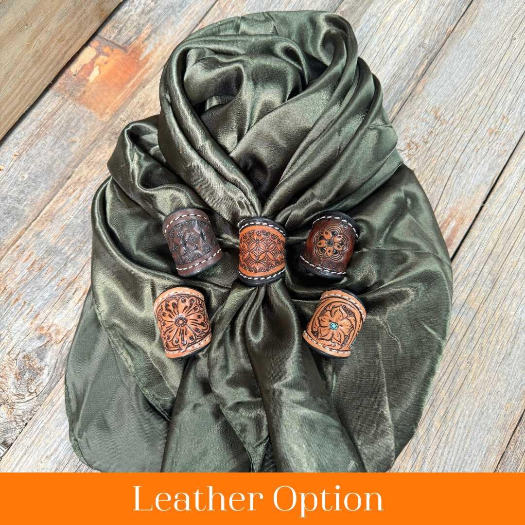 35x35" Solid Olive Wild Rag / Scarf WRS28 - Tooled Leather Wild Rag ...