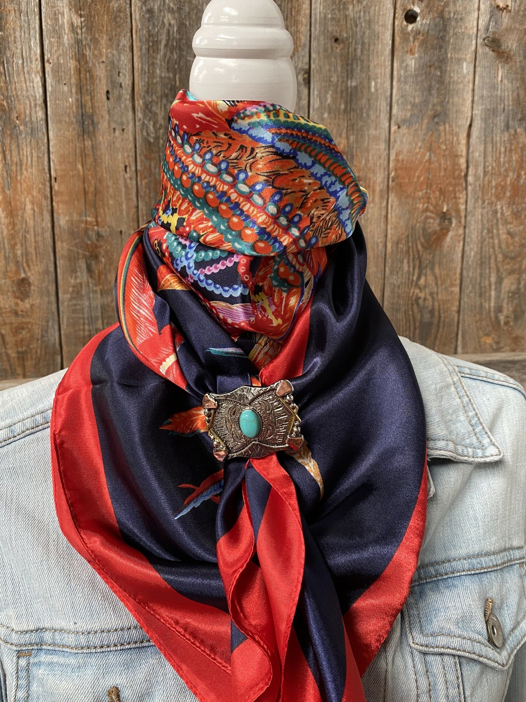 35x35 Feathers Wild Rag/scarf WRC642C Slide W115l Bandana Cowboy Rag ...