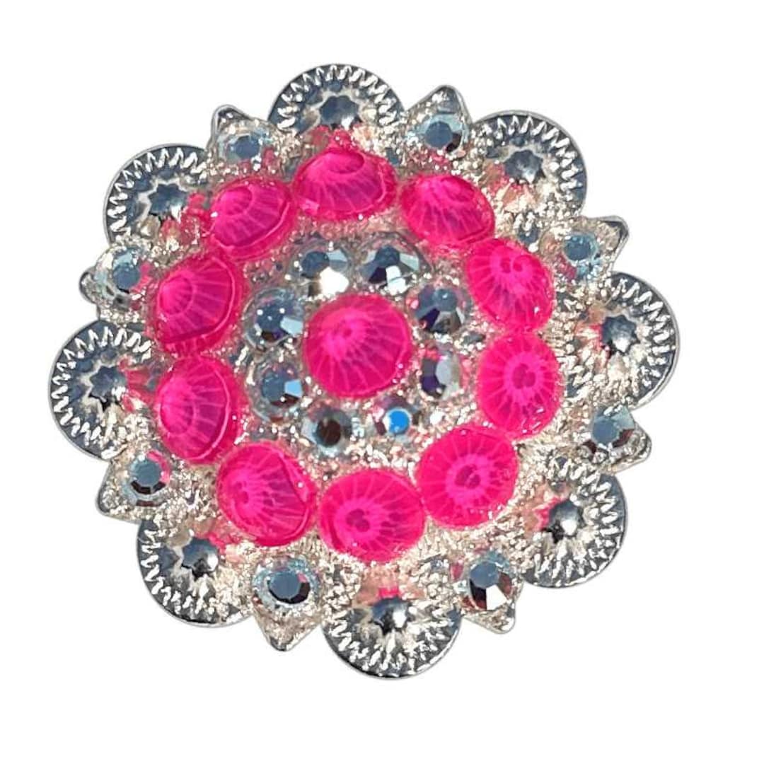 Neon Pink and AB Bright Silver 1.5" European Crystal Concho - Etsy