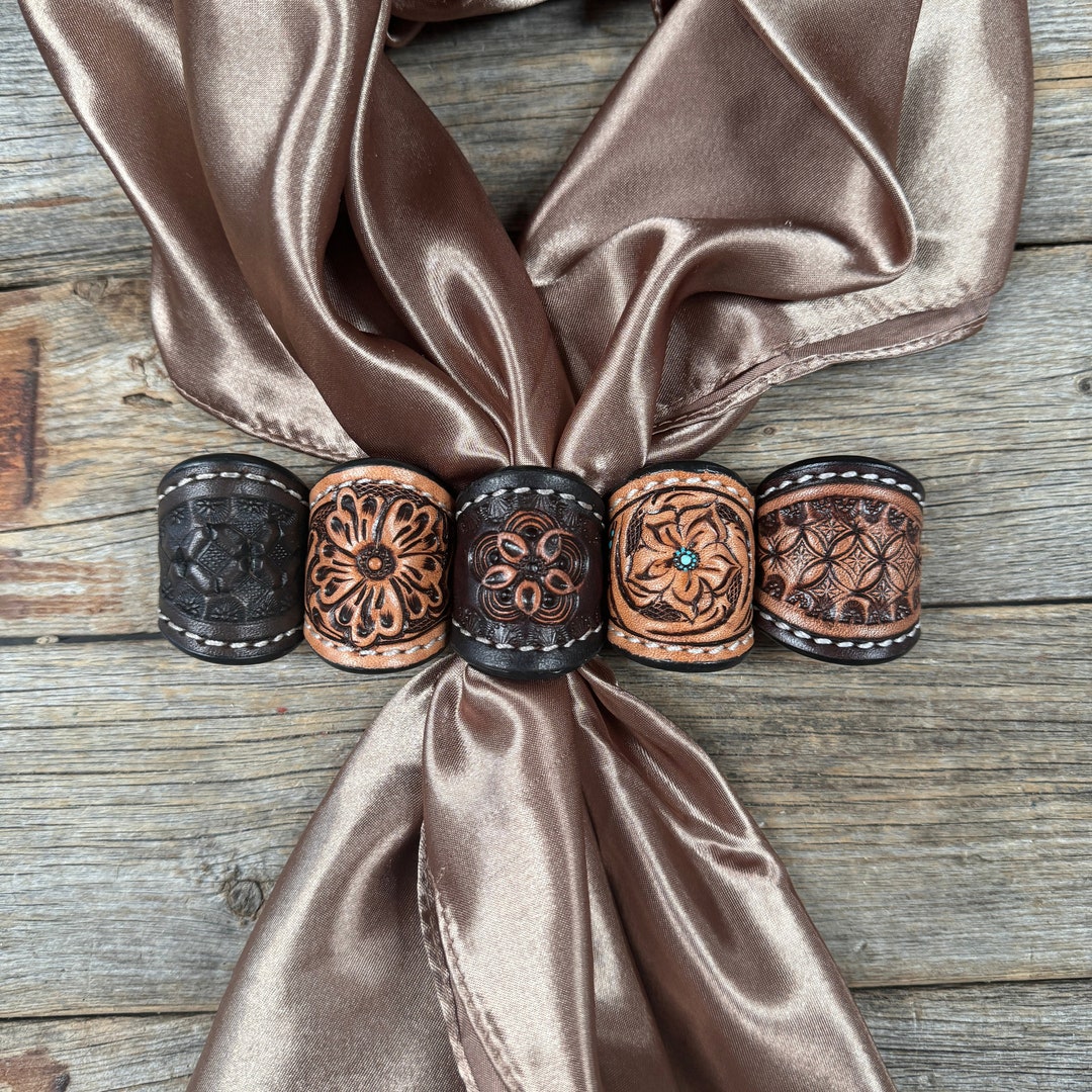 Tooled Leather Wild Rag Slides - Assorted - Etsy
