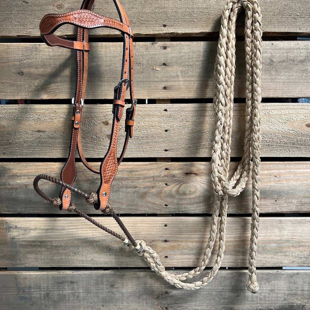 Light Oil Basketweave Tan Loping Hackamore #LHK013 - Etsy