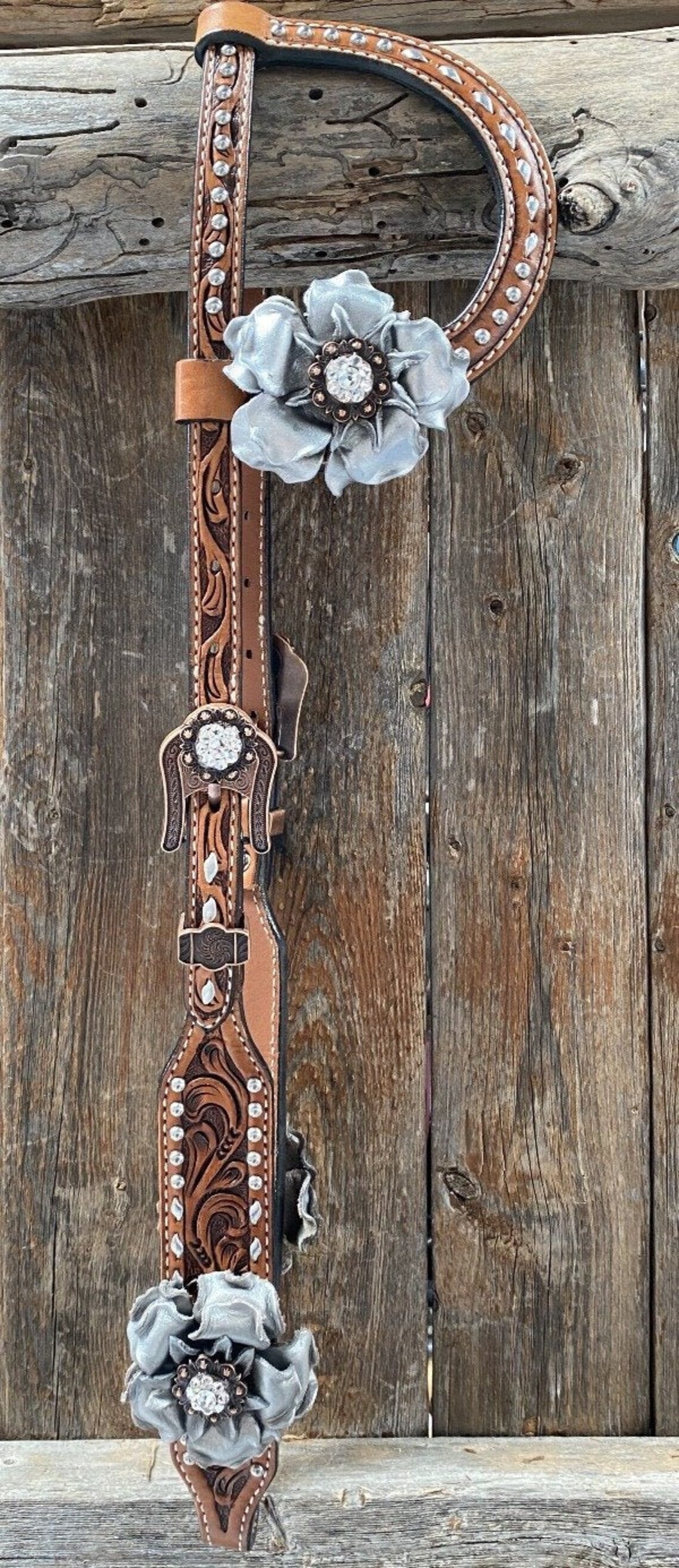 Silver Buckstitch One Ear Headstall / Bridle OE108 for Rodeo - Etsy