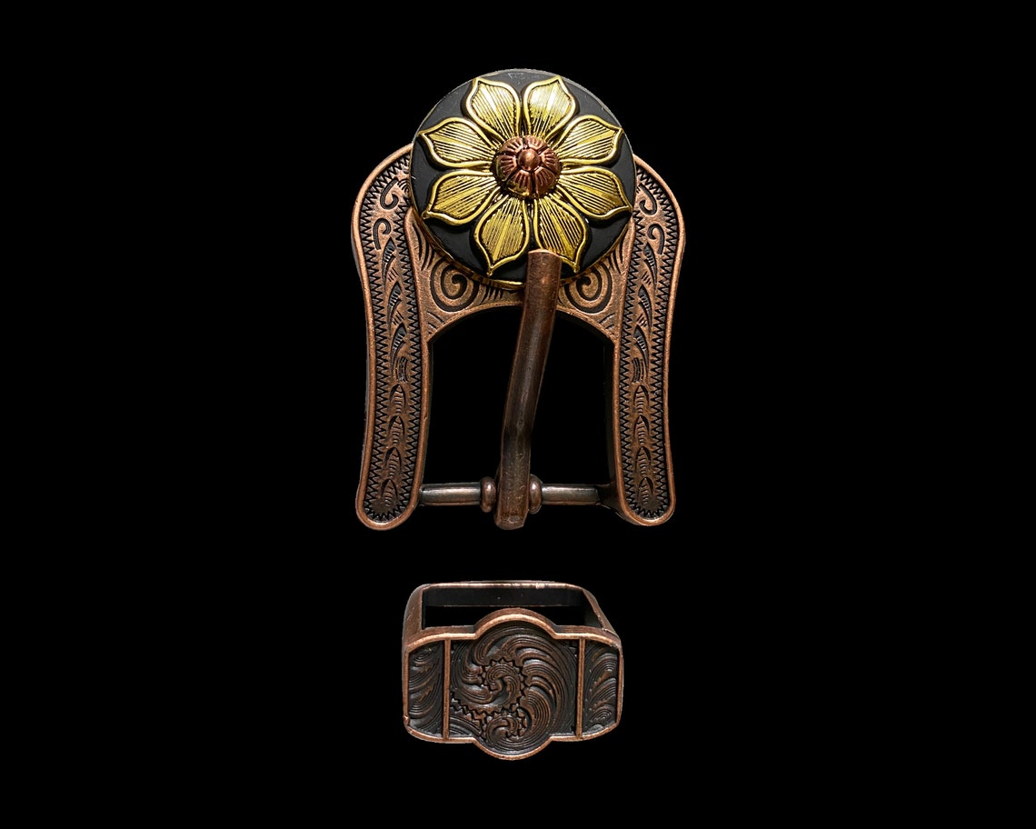 Black & Gold Sunflower Concho Buckle Adapter W125COBA for | Etsy