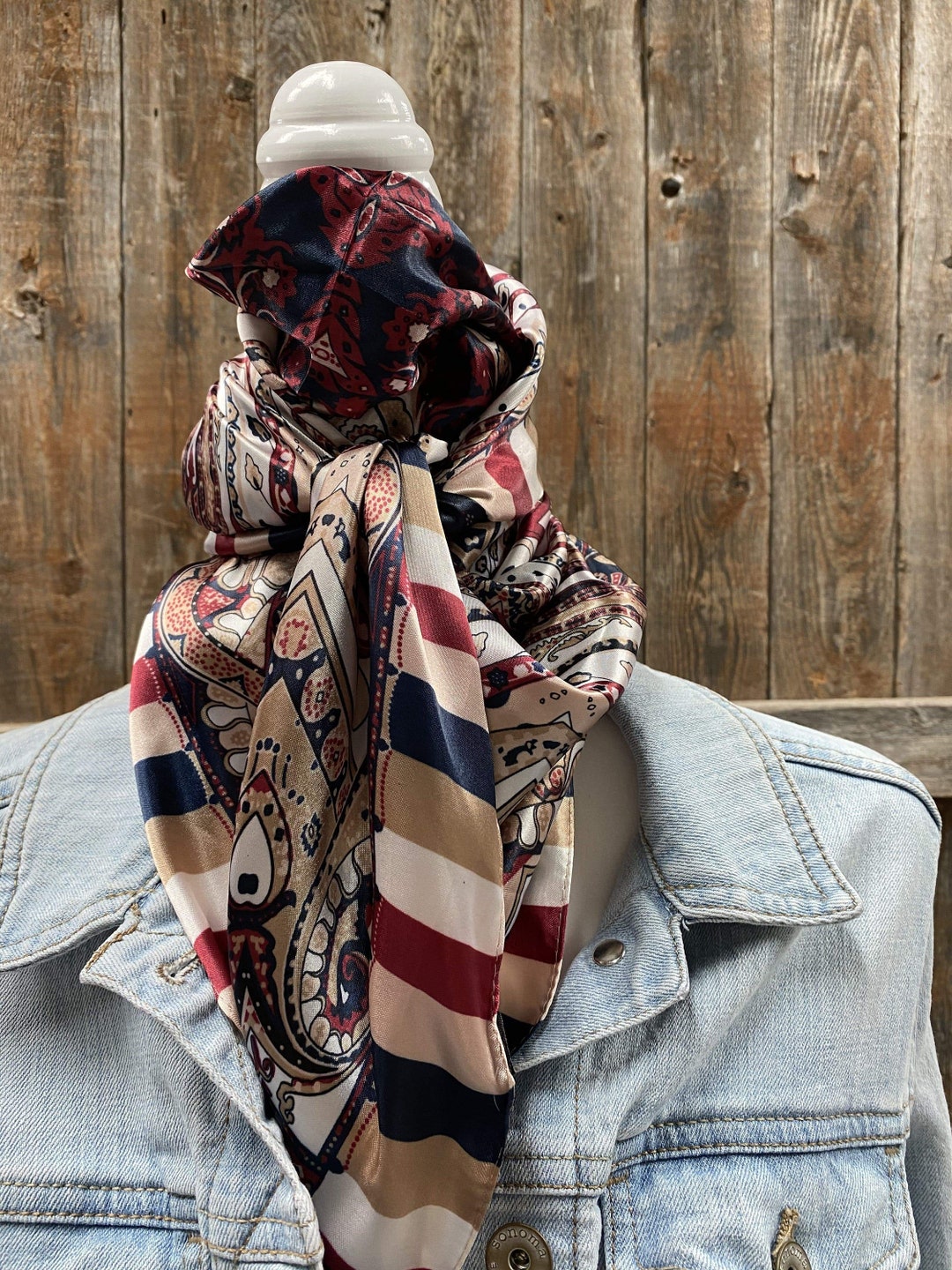 35x35 Retro Red Wild Rag/scarf WR133 Bandana Cowboy Rag Western Scarves ...