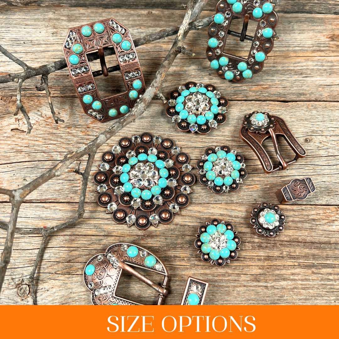 Copper Turquoise - Clear - Crystal Conchos - Sizes From 1"- 3" and ...