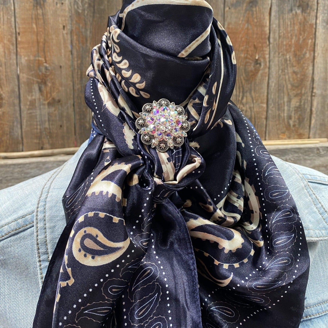 35x35" Blue & Cream Paisley Wild Rag/scarf WRC433A - Antique Ab Slide ...