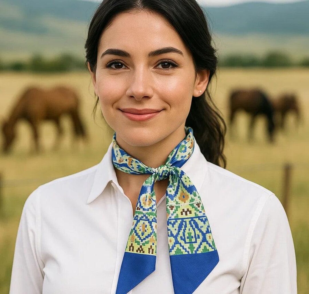 Blue and Green Western Skinny Mini Wild Rag Scarf / Cowgirl Necktie # ...
