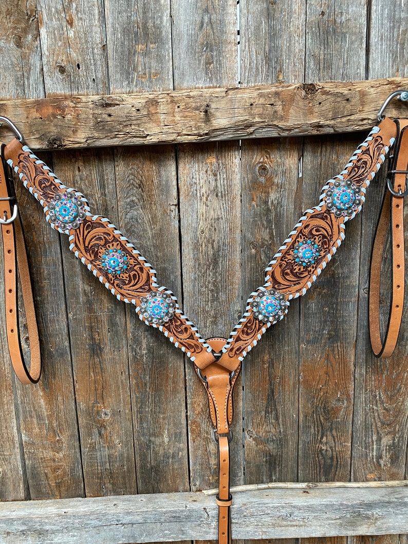 Whipstitch Turquoise & AB Browband/one Ear Tack Set With - Etsy