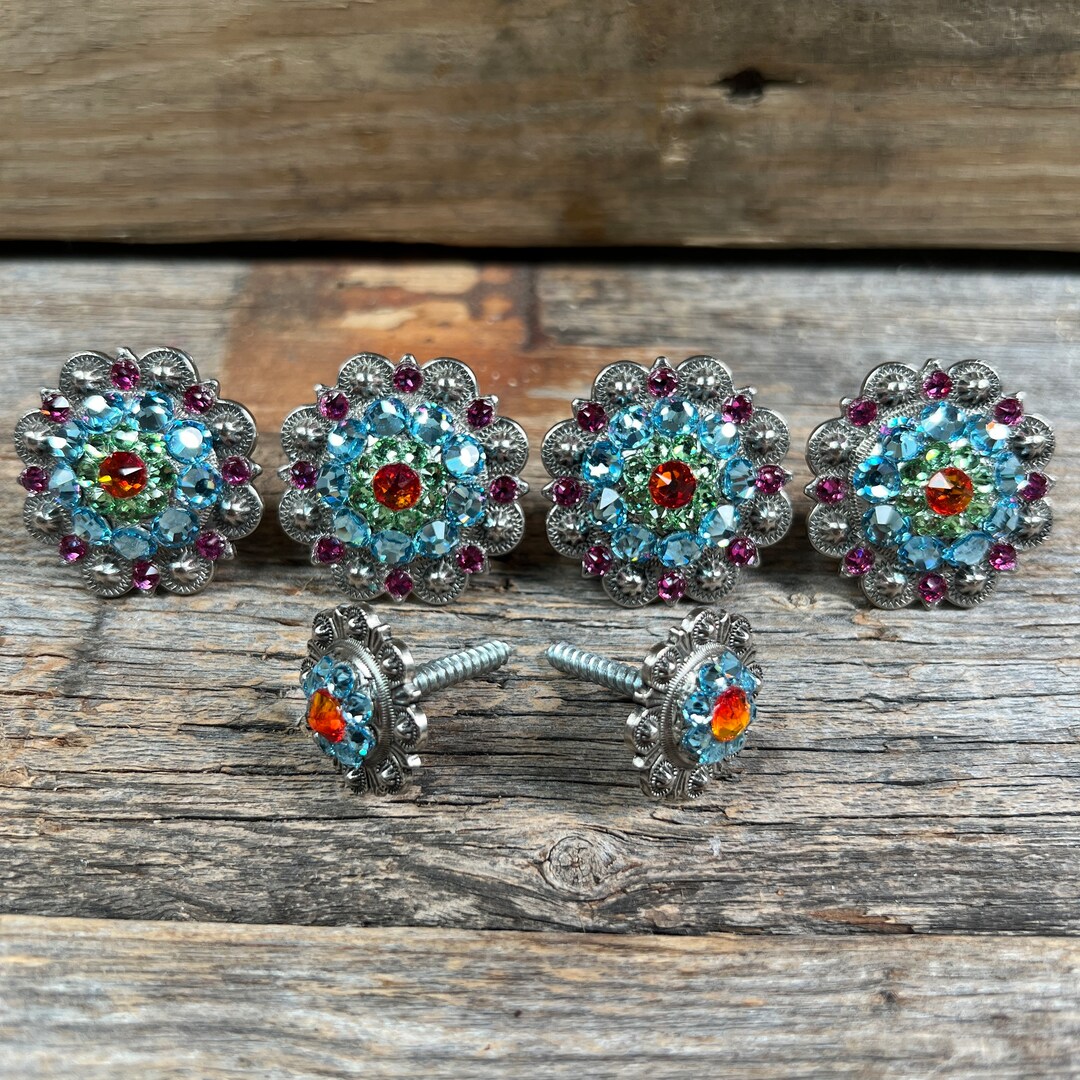 Antique Silver Tie-dye Saddle Conchos - Etsy