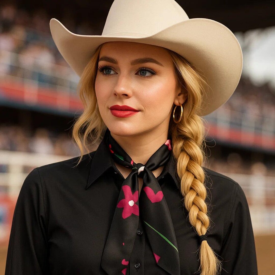 Black and Pink Western Skinny Mini Wild Rag Scarf / Cowgirl Necktie # ...