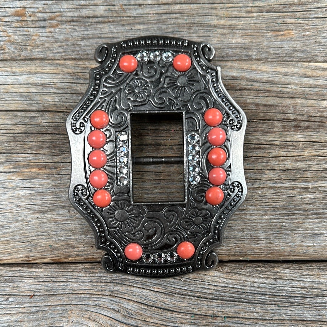 Extra Large Antique Silver Coral and Clear Buckle Slide SASCOCL - Etsy