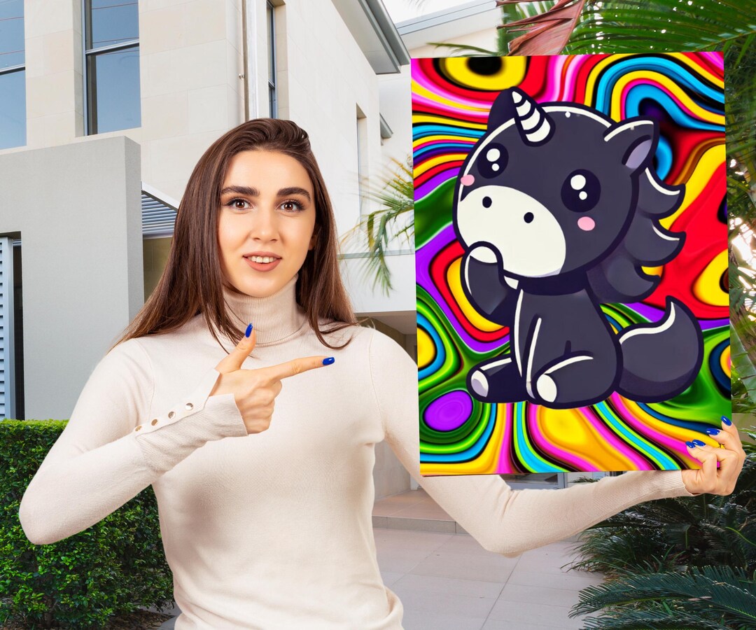 Metal Print Wall Art Terry in Trouble Cute Unicorn Psychedelic ...