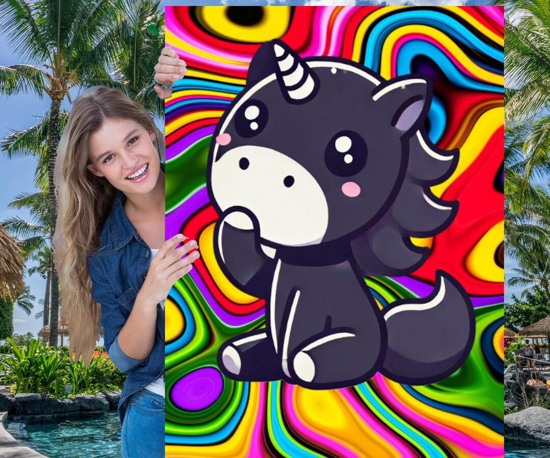 Psychedelic Poster Wall Art Terry in Trouble Cute Unicorn , Crazy Color ...