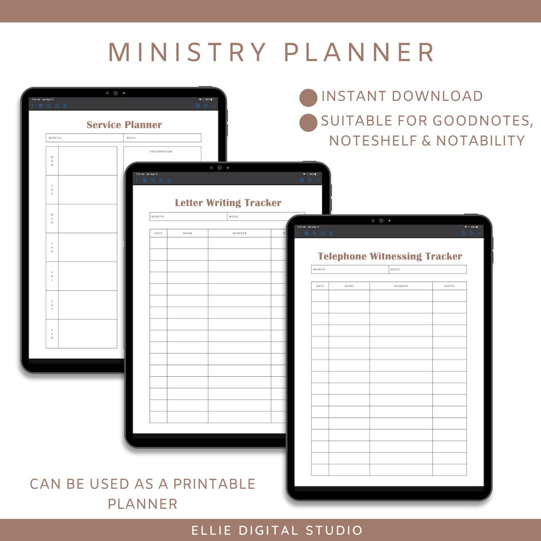 JW Ministry Planner | Field Service Tracker| Ministry Schedule Planner ...