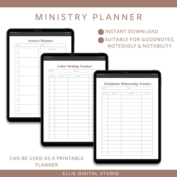 JW Ministry Planner Field Service Tracker Ministry Schedule - Etsy