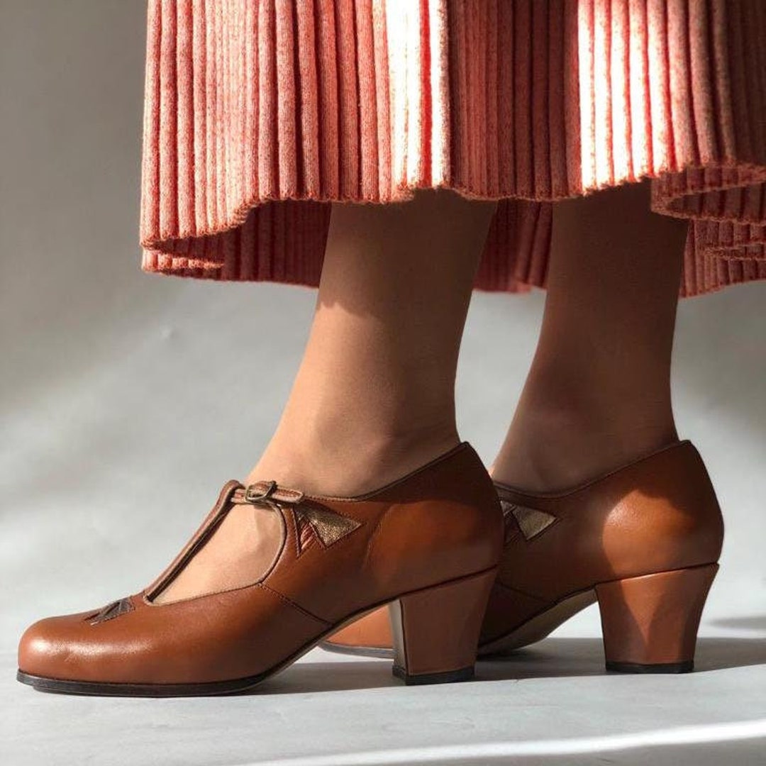 Limited Edition: High Heel “art Deco” T-bar Pumps - Etsy