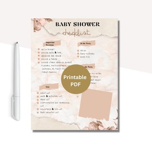 Baby Shower Checklist Printable, Baby Shower Planner Printable, Party ...