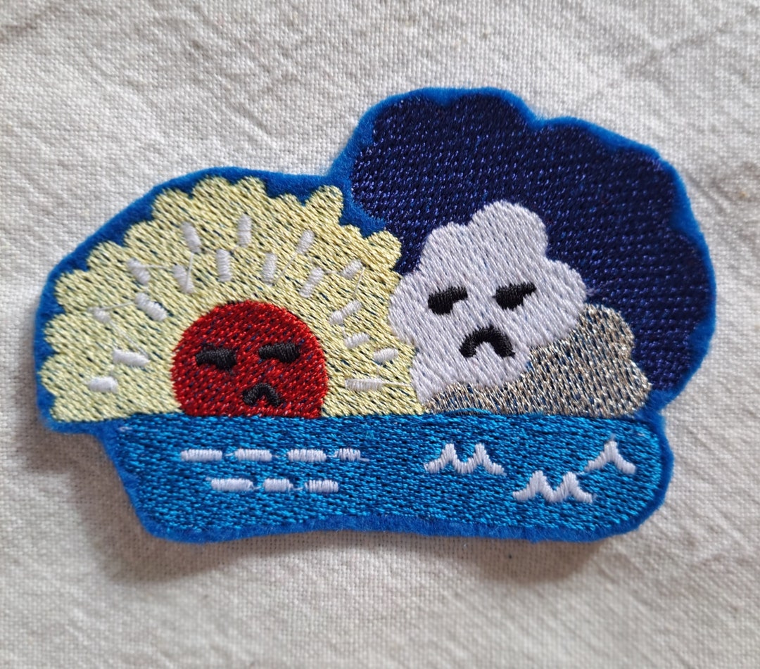 Angry Grumpy Sun and Cloud Embroidery Iron-on Patch Applique - Etsy