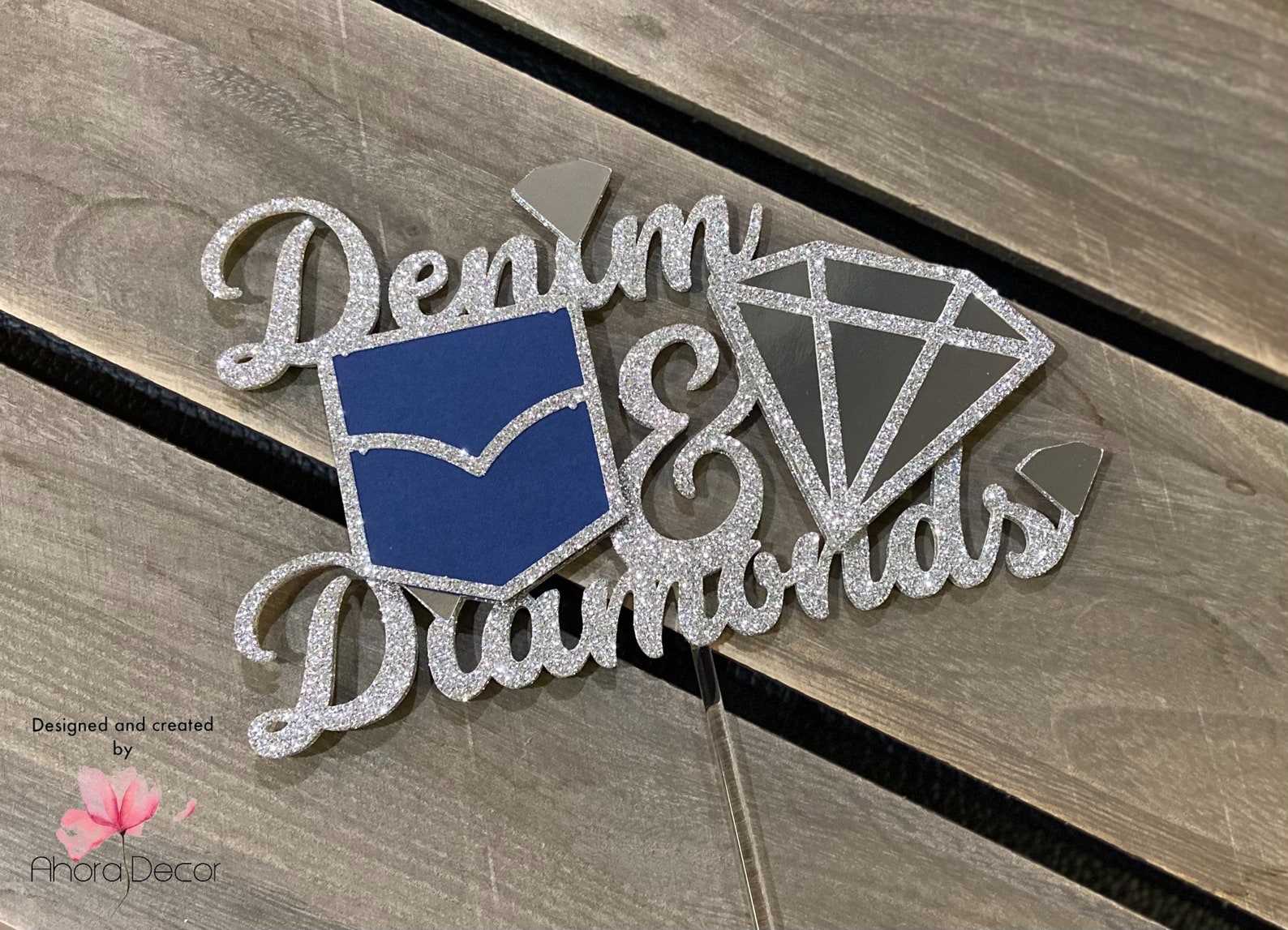 Denim and Diamonds Cake Topper/denim and Diamonds Party - Etsy