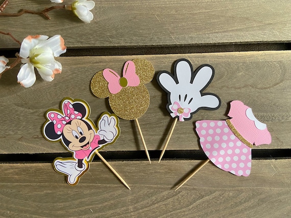 Minnie Mouse Inspired Cupcake Toppers Set of 12 Pink or Red - Etsy