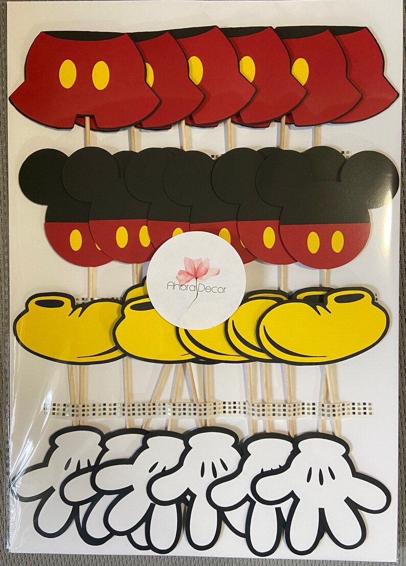 OH Toodles Mickey Cupcake Toppers, Set of 12 Mickey Mouse Inspired ...