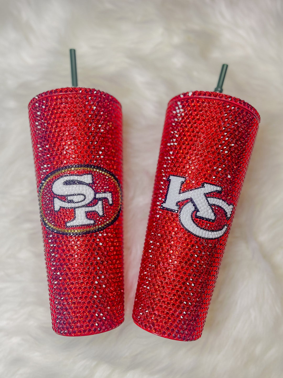 PRE ORDER Custom Made NFL Football 24 Oz Rhinestone Tumbler Double ...