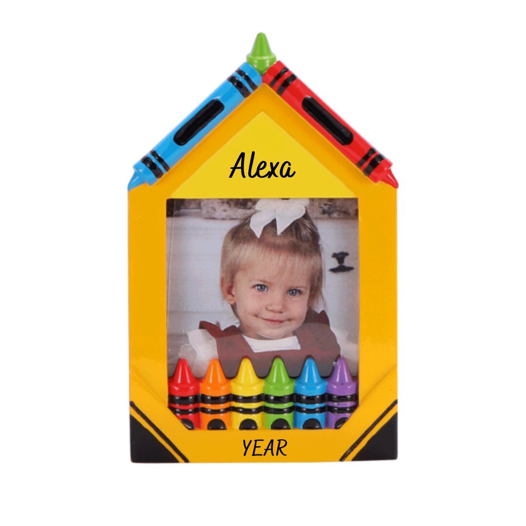 Personalized Crayon Picture Frame Ornament - Kindergarten School Photo ...