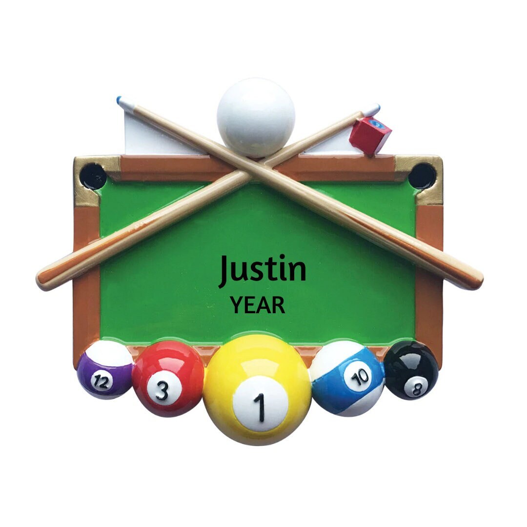 Personalized Pool Ornament - Billiards Holiday Christmas Ornament ...