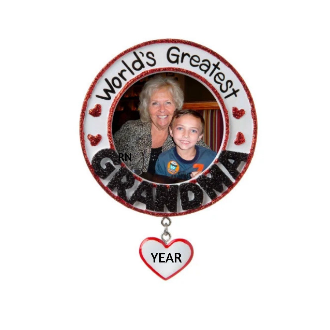 Personalized Grandma Ornament - Worlds Best Grandma Photo Frame Holiday ...