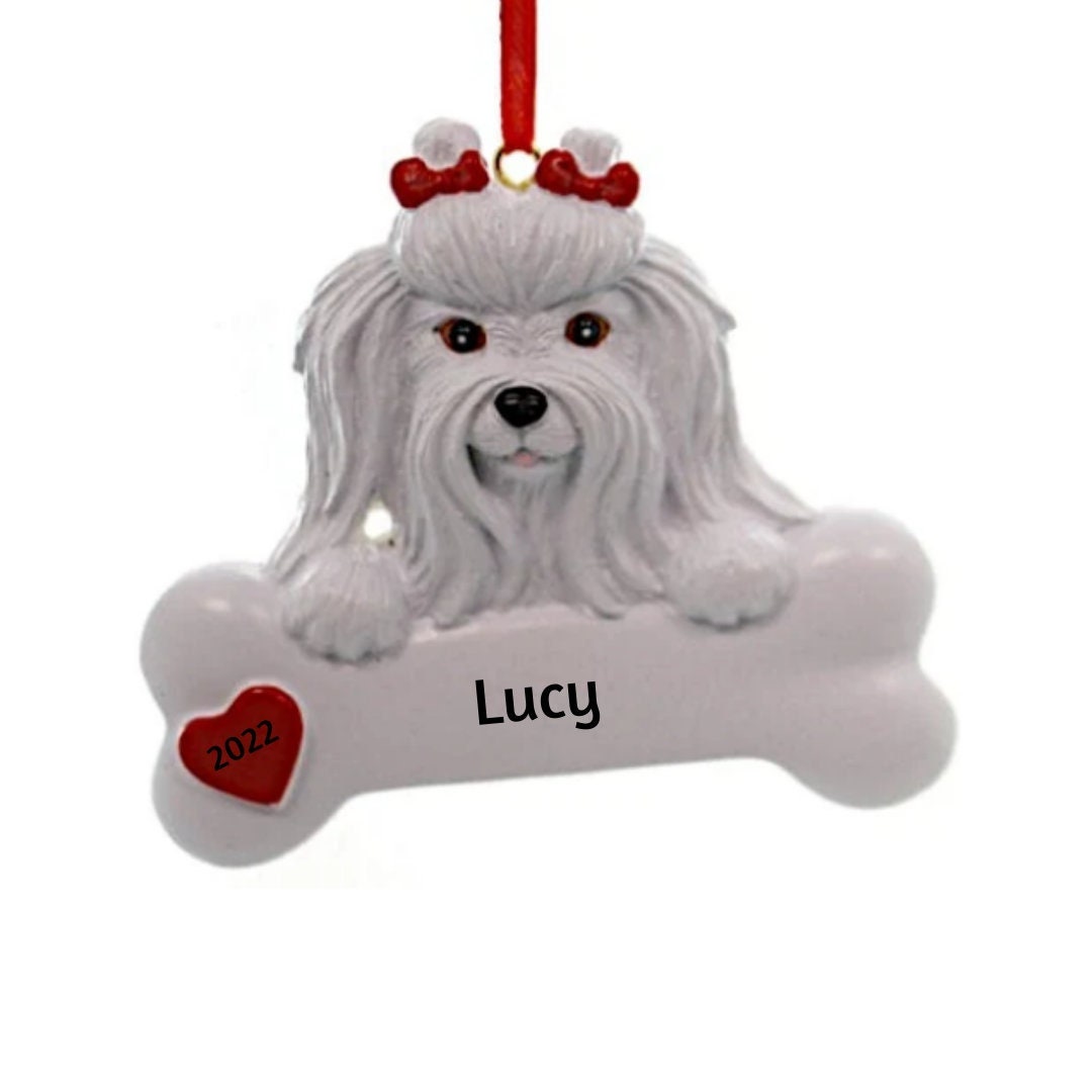 Maltese Dog Personalized Christmas Ornament Maltese Dog Bone - Etsy