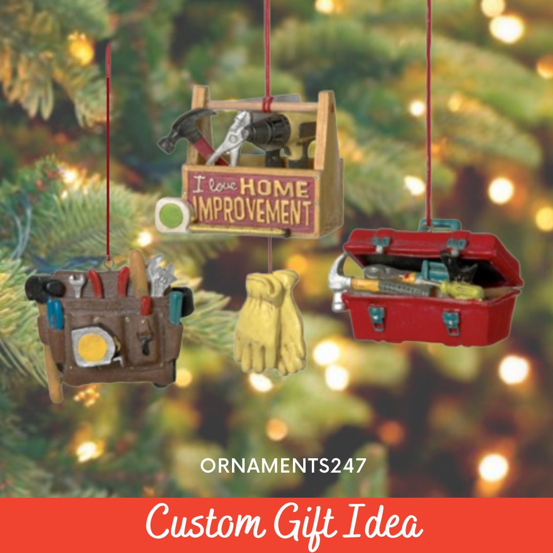 Personalized Handyman Ornament - Toolbox Ornament - Carpenter, Handyman ...