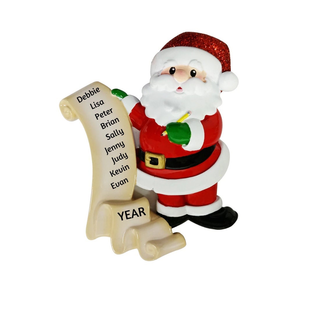 Personalized Santa List Ornament, Santa Making His List Ornament ...