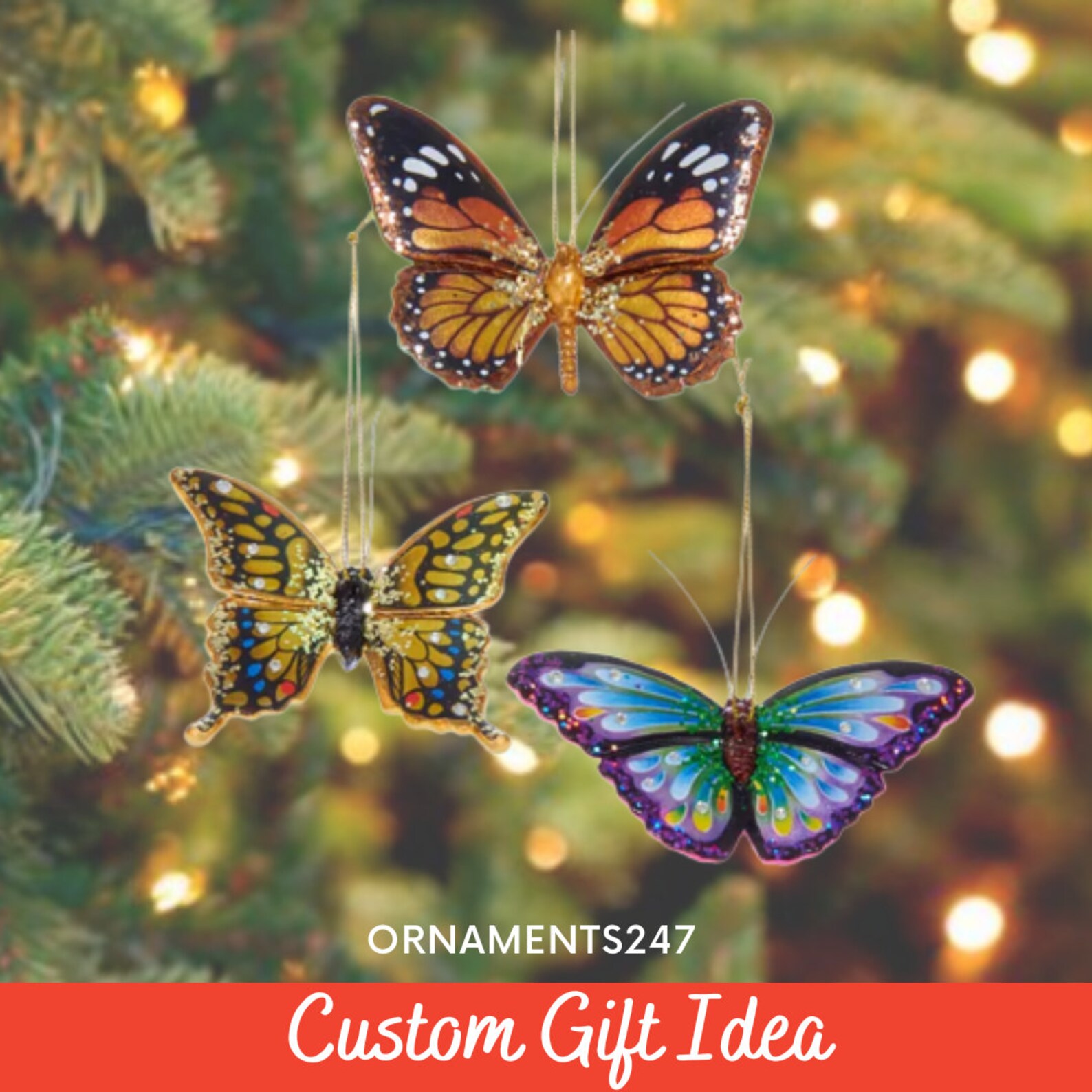 Butterfly Christmas Ornament, Butterfly Christmas Tree Ornaments ...