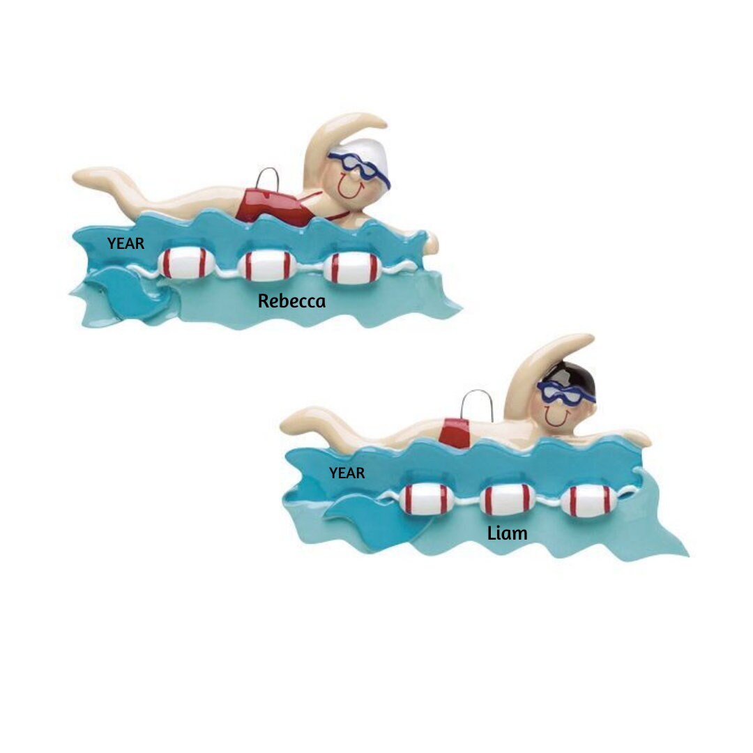 Personalized Swimming Ornaments - Boy or Girl Swimmer in Pool Ornament ...
