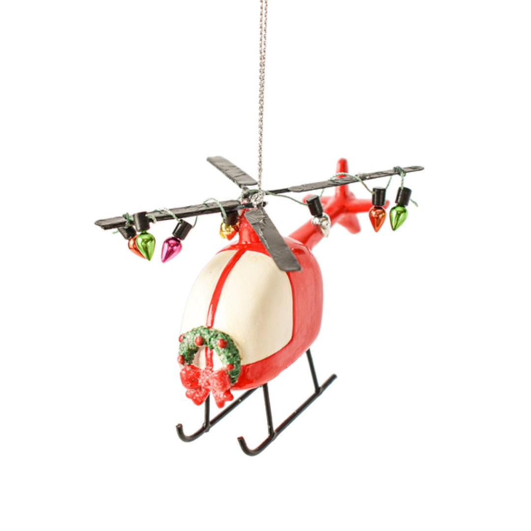 3D Helicopter With Festive Lights and Wreath Holiday Christmas - Etsy