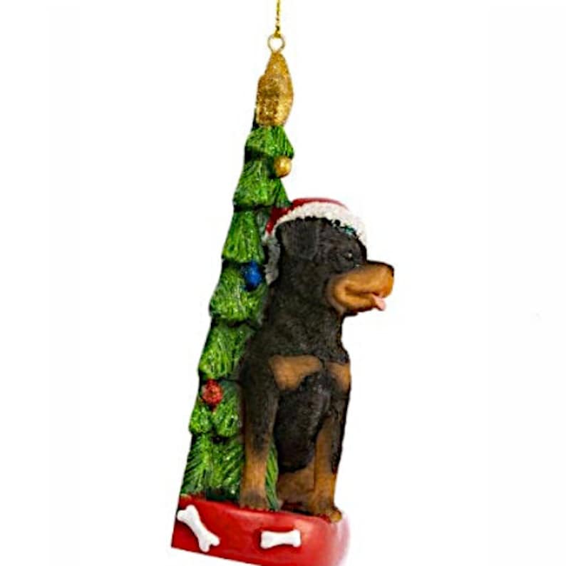 Rottweiler With Santa Hat by Festive Christmas Tree Personalized ...
